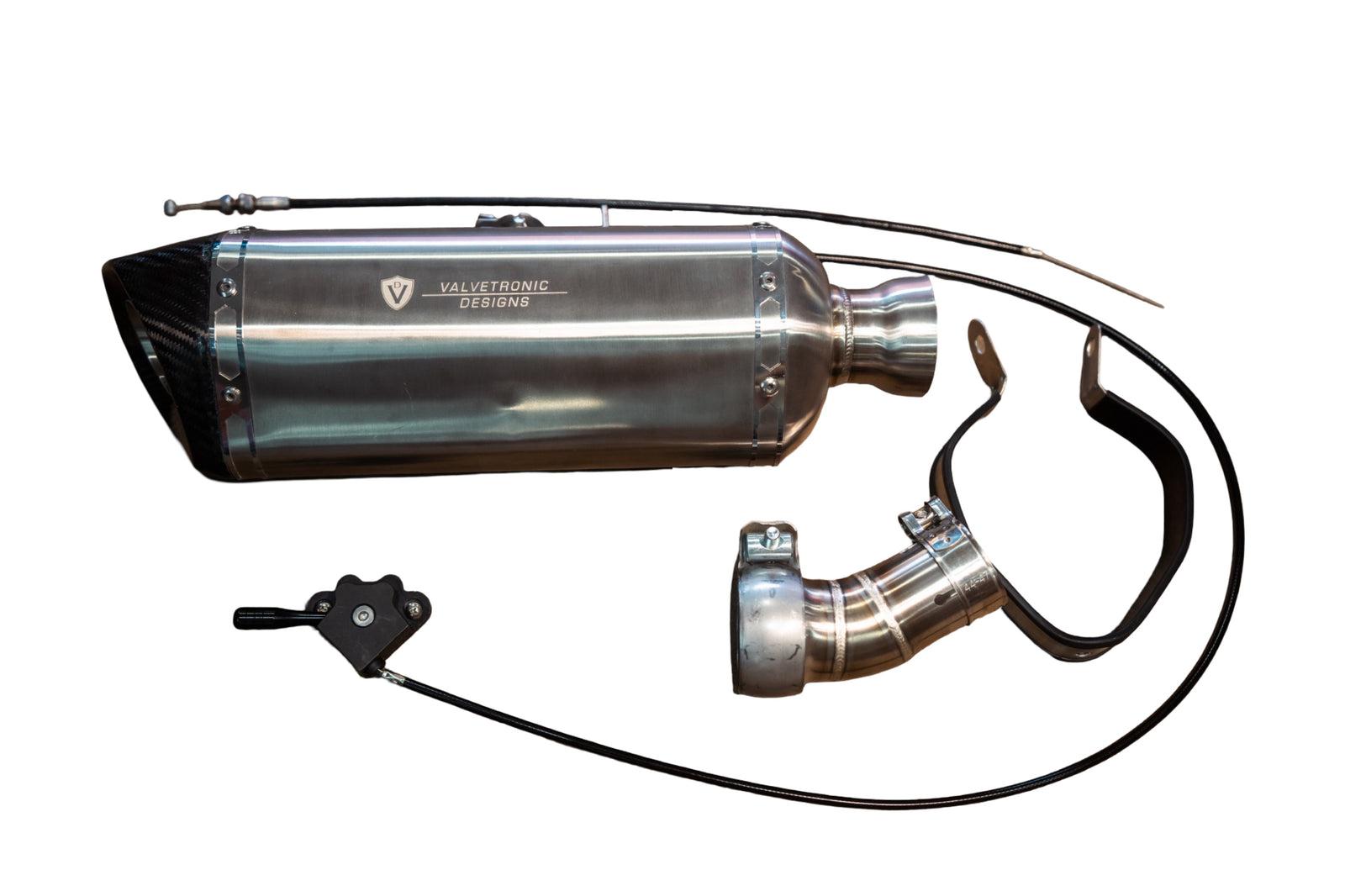Valvetronic Designs Universal Bike Valved Angled Muffler Kit 1.5 Inch ...